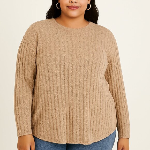 Sweaters | Womens Ribbed Tan Sweater | Poshmark